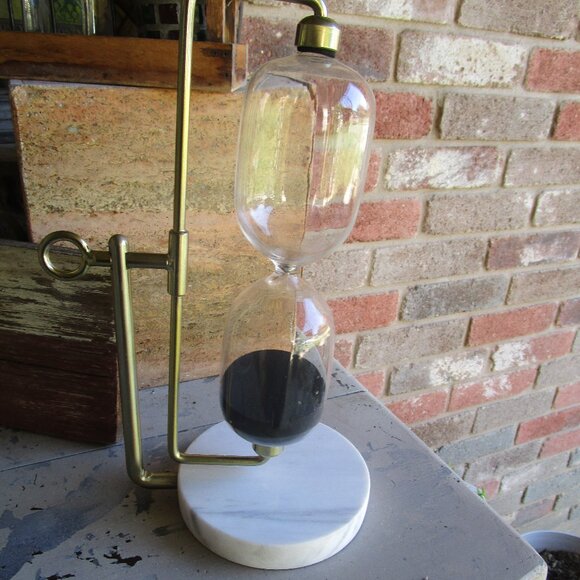 Vintage | Accents | Vintage Hourglass Glass Black Sand 5 Min Swivel ...